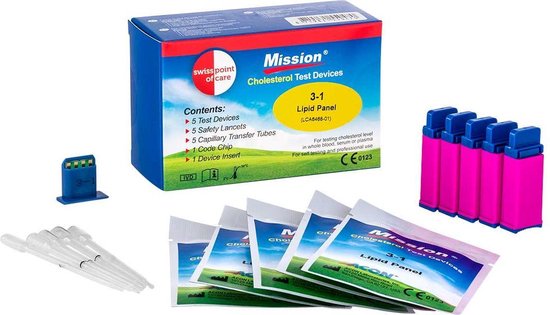 Cholesterol Test Strips (5 stuks) Mission 3-in-1 | bol