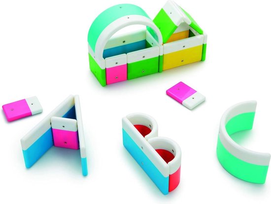 Kid O: ALPHABUILD, met 20 magnetische blokken in verschillende vormen en kleuren om... | bol