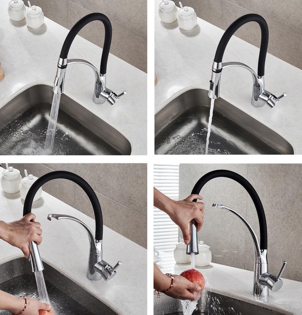 Keukenkraan OMNITAIR FLEX ZWART CHROME keukenmengkraan | bol.com