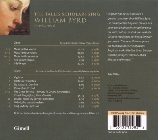 The Tallis Scholars Sing William By, The Tallis Scholars | CD (album ...