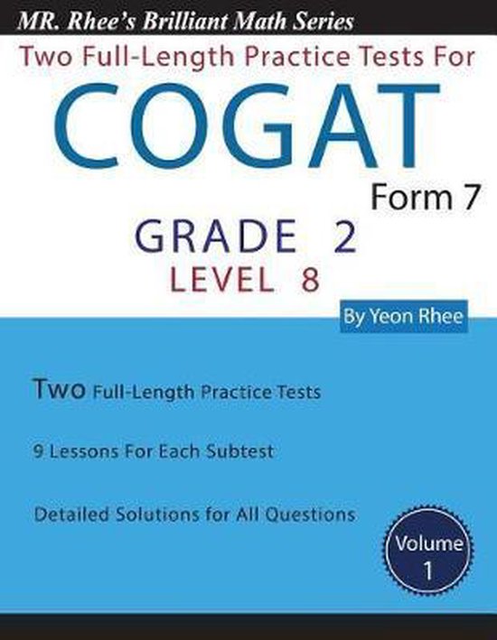 Cogat Grade 2 (Level 8)- Two Full Length Practice Tests for the CogAT ...