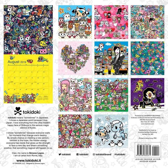 Tokidoki 2019 Square Wall Calendar | bol.com