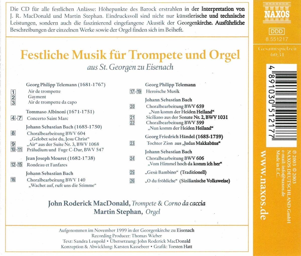 John Roderick MacDonald & Martin Stephan - Festliche Musik Für Trompete ...