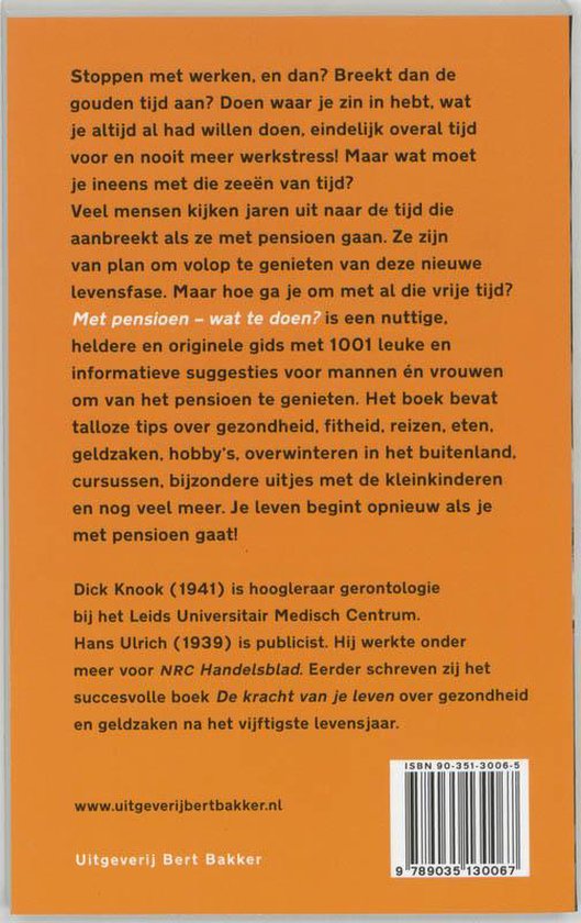 Met Pensioen Wat Te Doen, D. Knook | 9789035130067 | Livres | bol