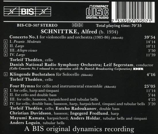 Torleif Thedéen, Danish National Symphony Orchestra, Leif Segerstam - Schnittke:... | bol