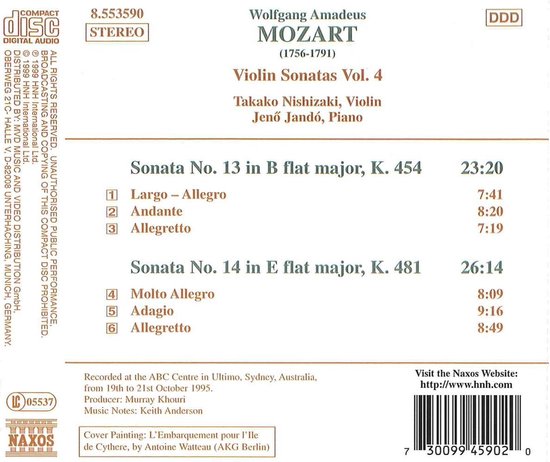 Takako Nishizaki & Jeno Jando - Mozart: Violin Sonatas 13 & 14 (CD), Takako Nishizaki... | bol