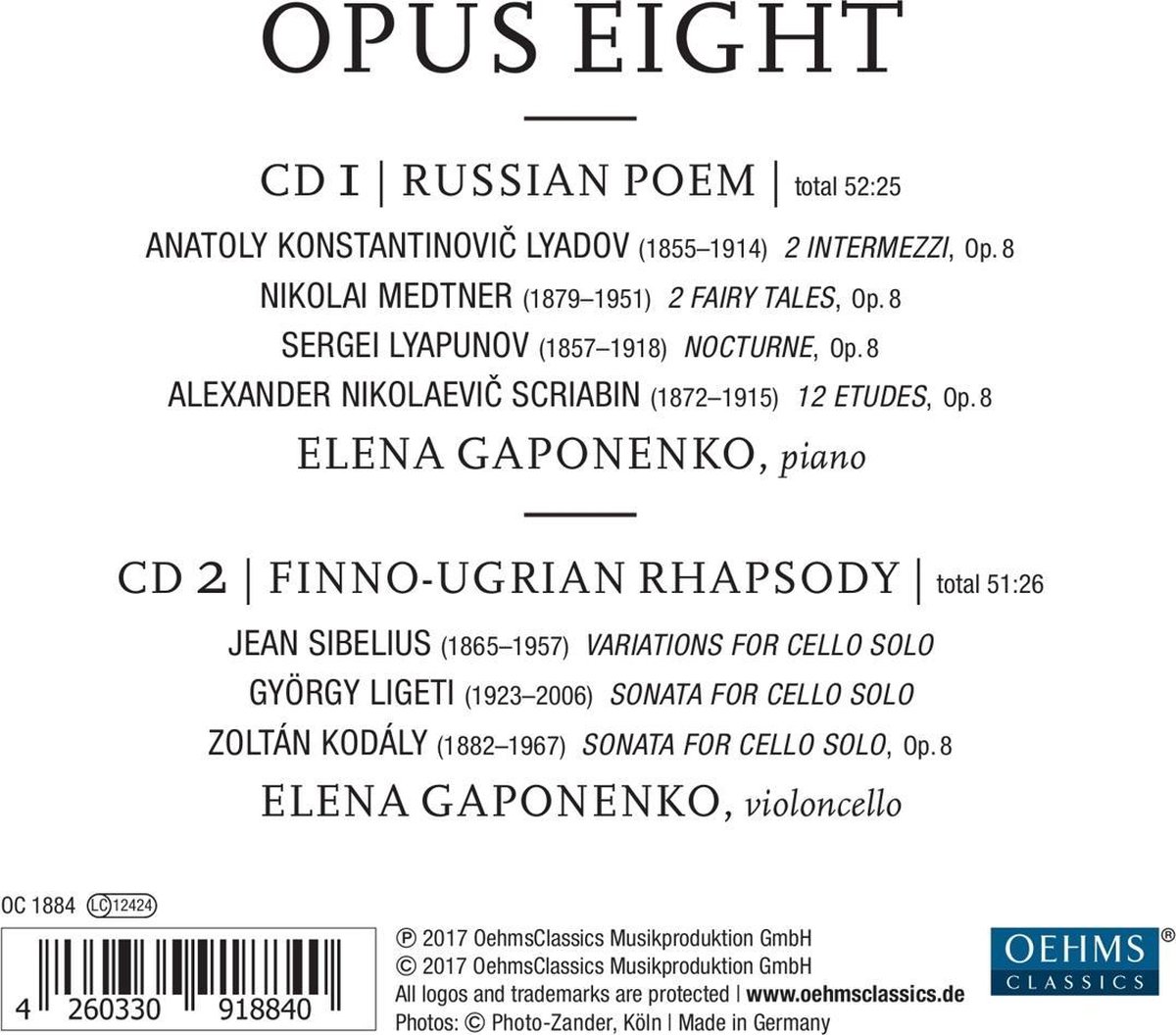 Opus 8 - Elena Gaponenko, Elena Gaponenko | CD (album) | Muziek | bol.com