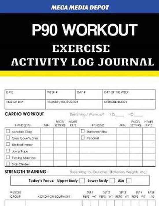 P90 Workout Exercise Activity Log Journal, Mega Media Depot ...