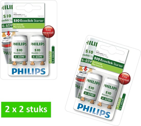 PHILIPS starter S10 | Ecoclick | 4 - 65 watt | multipack 4 stuks | bol