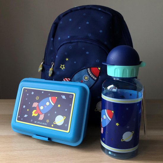 Klein raket / ruimte kinder peuter rugzakje, lunchbox en drinkfles ...