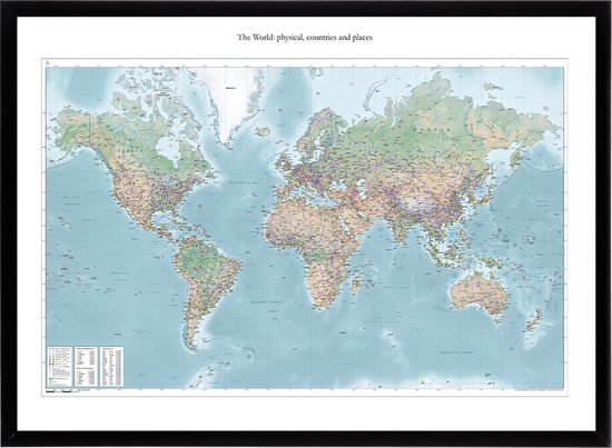 Poster Wereldkaart - Wanddecoratie Kaart Continenten - Large 50x70 cm ...