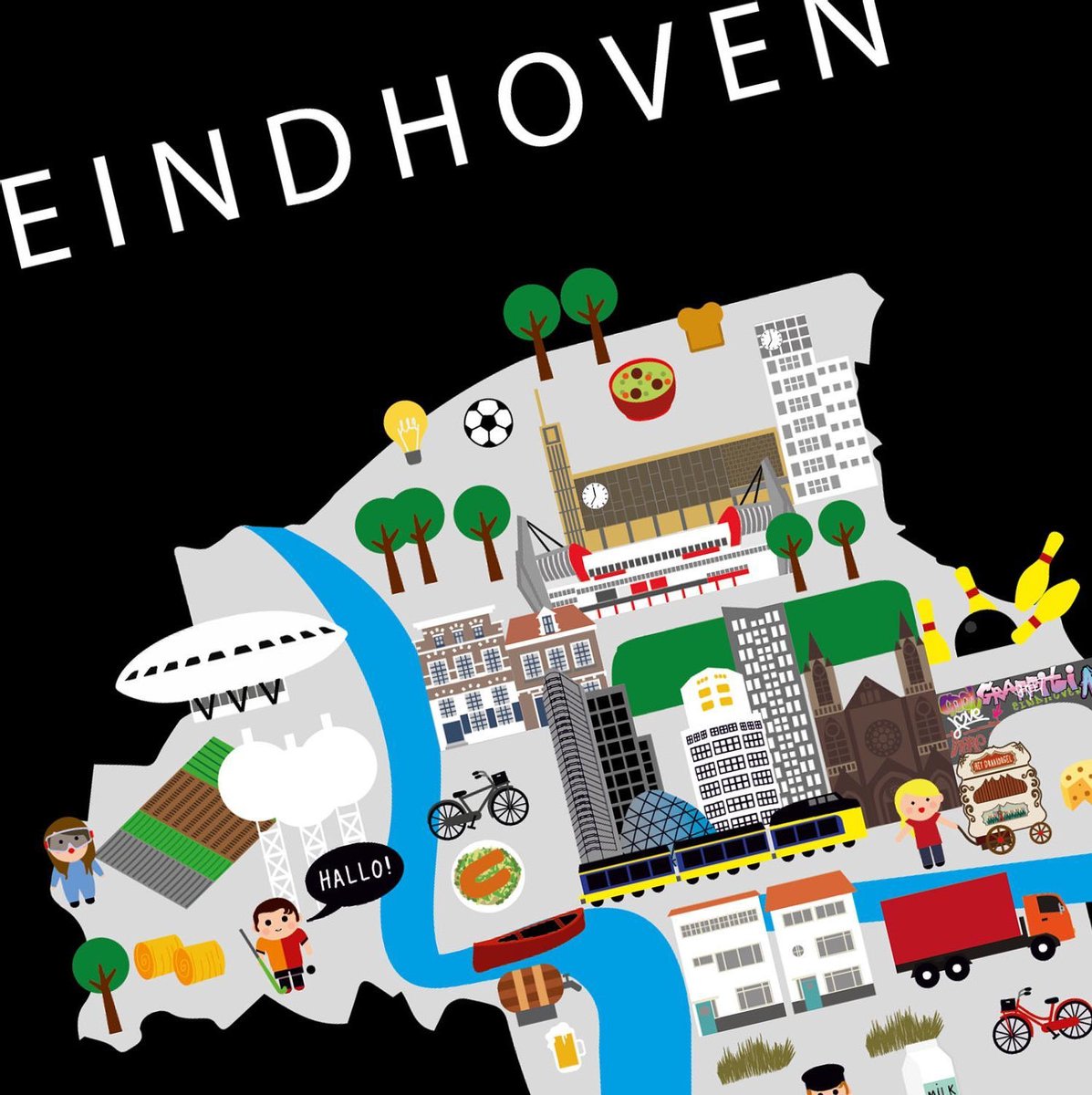 Kaart van Eindhoven | B2 poster | 50x70 cm | Maison Maps | bol.com