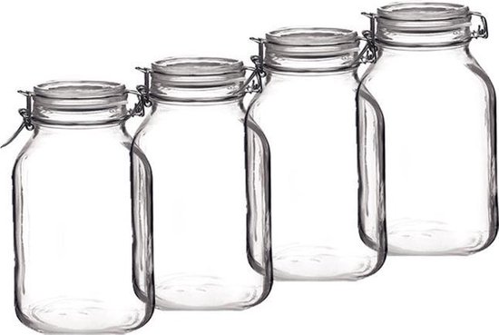 8x Weckpot/inmaakpot 1,5 liter met rubberen ring, klepdeksel en ...