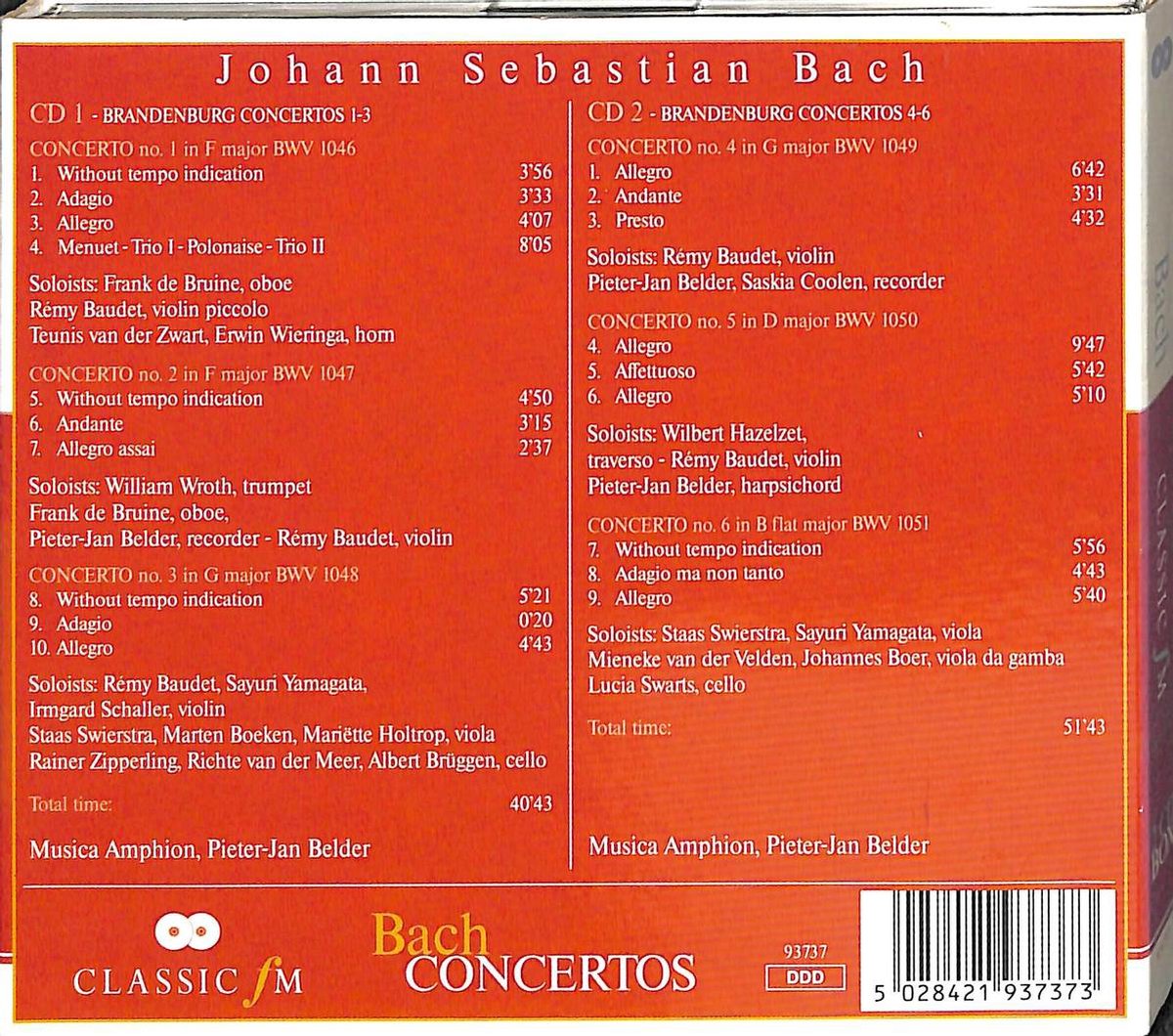 Bach Concertos - Brandenburg Concertos - Musica Amphion, Pieter-Jan Belder | CD... | bol.com
