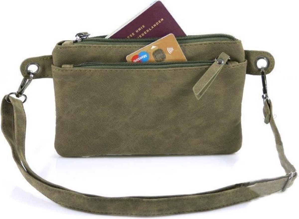 Klein schouder-heuptasje, crossbodytasje met voorflap, anti skim tasje ...
