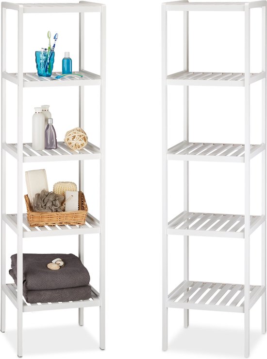 Relaxdays 2x bamboe badkamerrek - keukenrek - opbergrek - houten rek ...