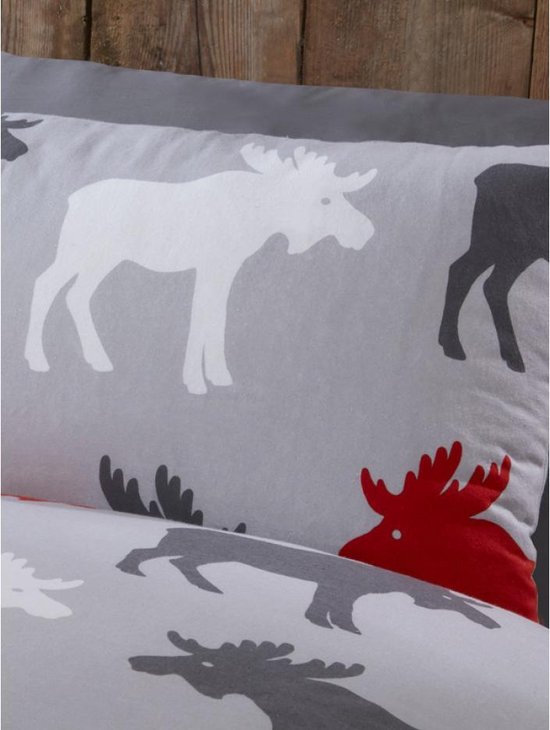 2 persoons flanellen dekbedovertrek (dekbed hoes) met rode (rood ...