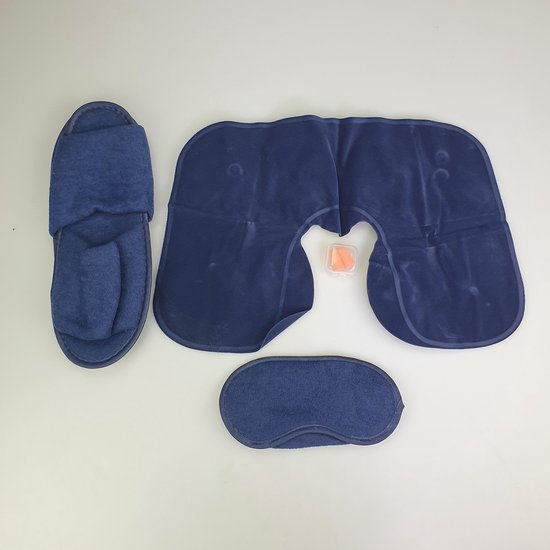 Vliegtuig Travel set COMFY FLY - 4 delig - Blauw - pantoffels ...
