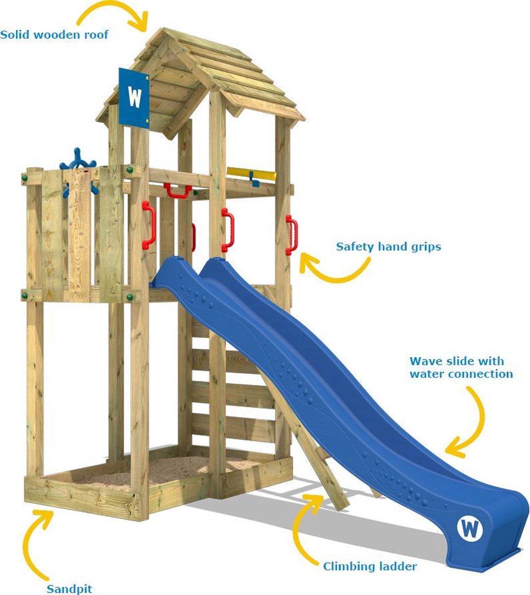 WICKEY Speeltoestel voor tuin Smart Flash met blauwe glijbaan, Houten ...