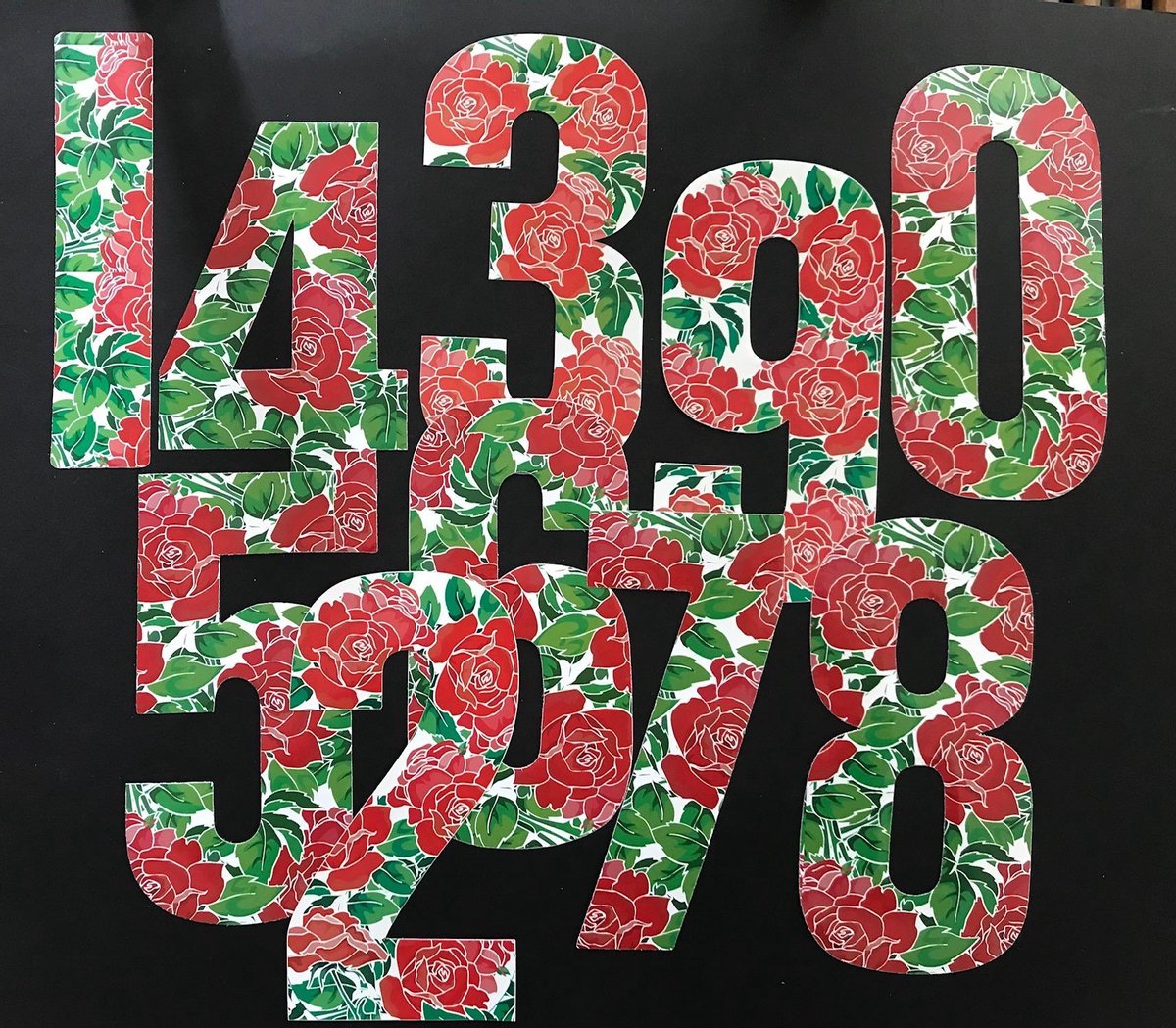 Huisnummer sticker Rozen 1, Rozen sticker nr. 1, huisnummer cijfers ...