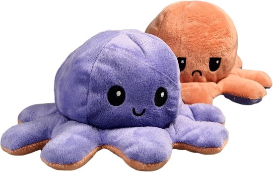Knuffel Octopus Paars/pasteloranje - Mood Knuffel Omkeerbaar ...