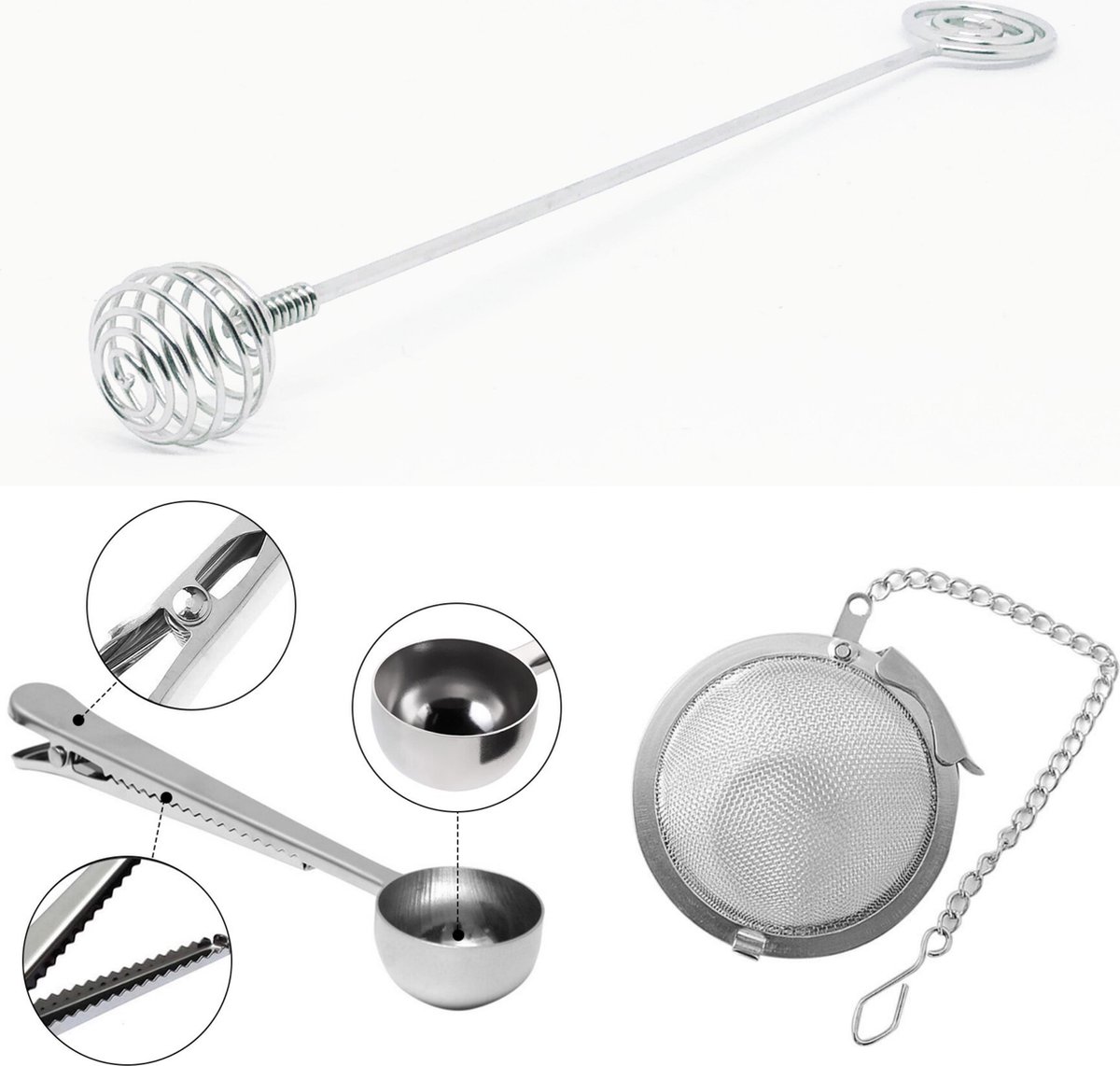 Thee Ei Met Honing Lepel En Thee Scoop - Theefilter - RVS ...
