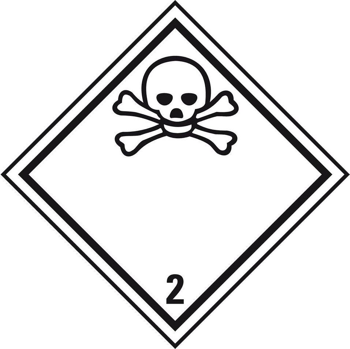 ADR klasse 2.3 sticker giftig gas, zeewaterbestendig 100 x 100 mm | bol.com