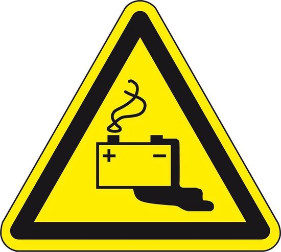 Waarschuwingssticker accu - ISO 7010 - W026 25 mm - 10 stuks per kaart ...