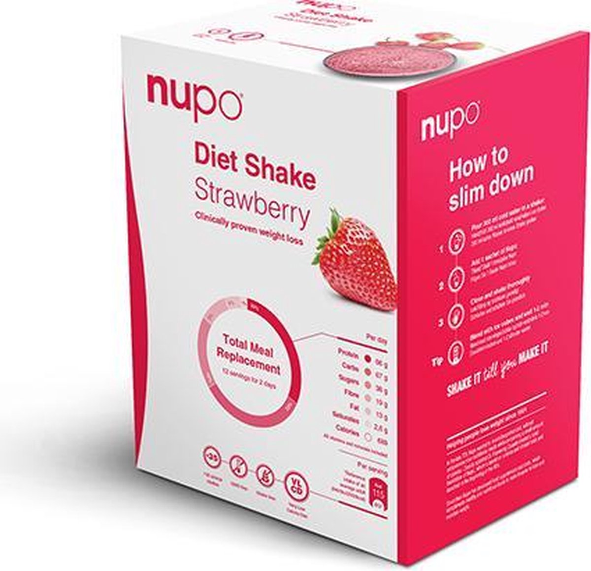 Nupo Dieet Shakes (12 porties) - Aardbei - Dieet shakes met weinig ...
