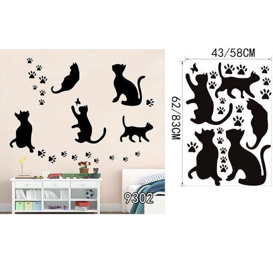 3D Sticker Decoratie Leuke Kat Muurstickers Grappige Leuke Kat Vinyl ...