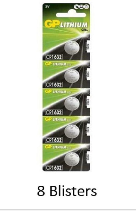 40 stuks (8 blisters a 5 stuks) GP Lithium CR1632 3V knoopcel blister 5 | bol.com