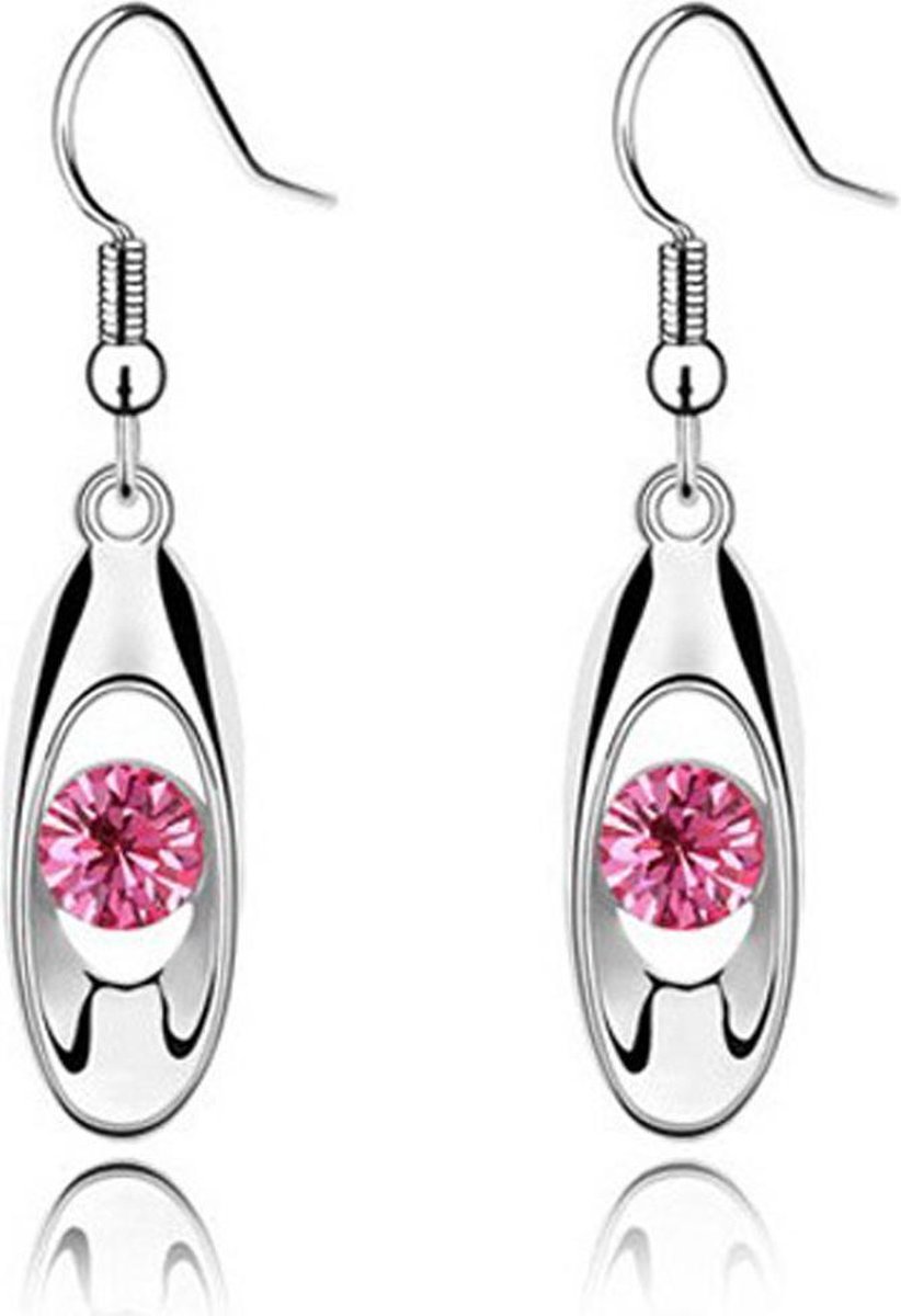 oorbellen dames | oorhangers dames | oorbellen met steen roze ...