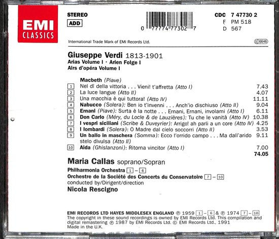 Verdi: Arias, Vol. 1, Maria Callas | CD (album) | Muziek | bol