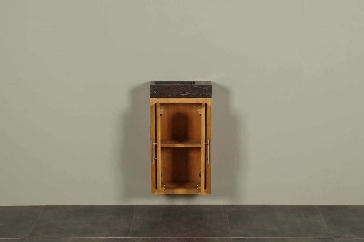 Toiletmeubel manuk teakhout met hardstenen wasbakje | bol.com