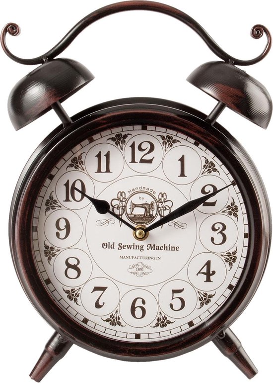 Clayre & Eef tafel Klok Old swing machine bruin metaal 23x8x31cm | bol.com