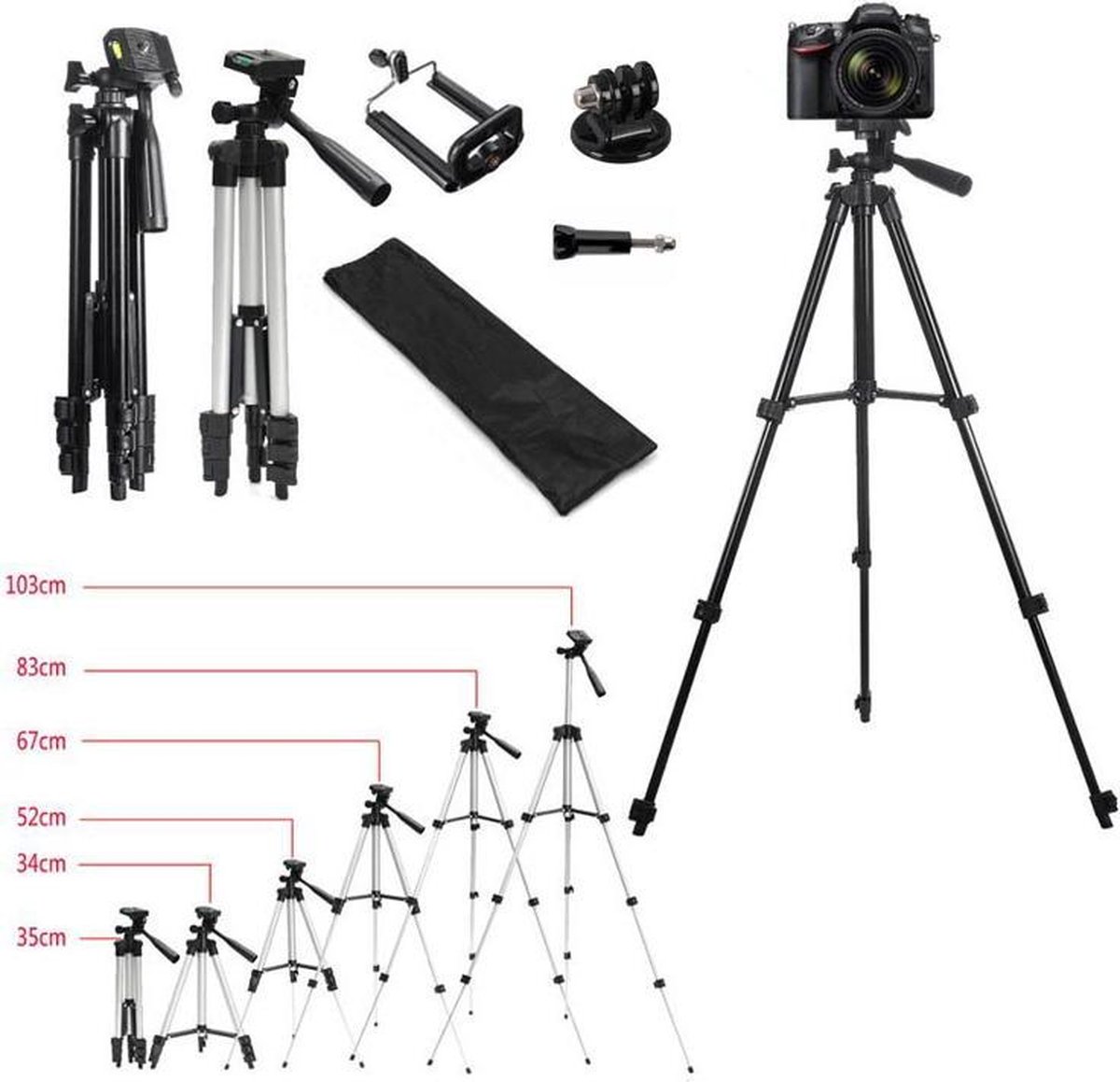 Smartphone Camera Gopro Tripod Mobiel Statief Telefoon Draagbare ...