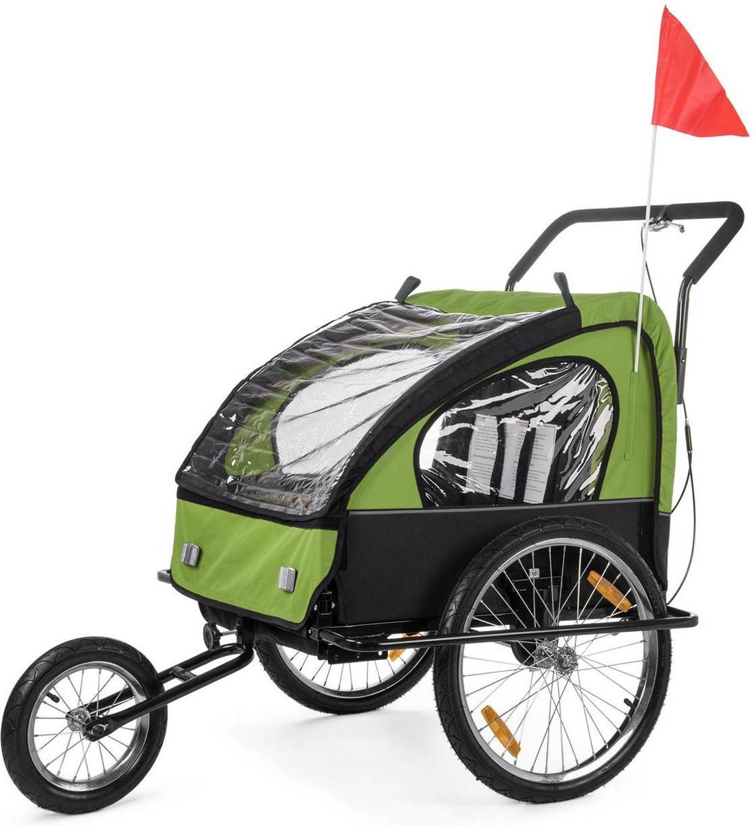 Fiets kar - Voor Kinderen - 2 in 1 jogger - Groen/zwart | bol.com