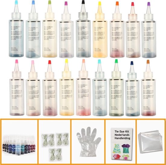 Tie Dye Kit Tiedye Verf Set Textielverf Poeder 18 Kleuren 120ml - Shirt ...