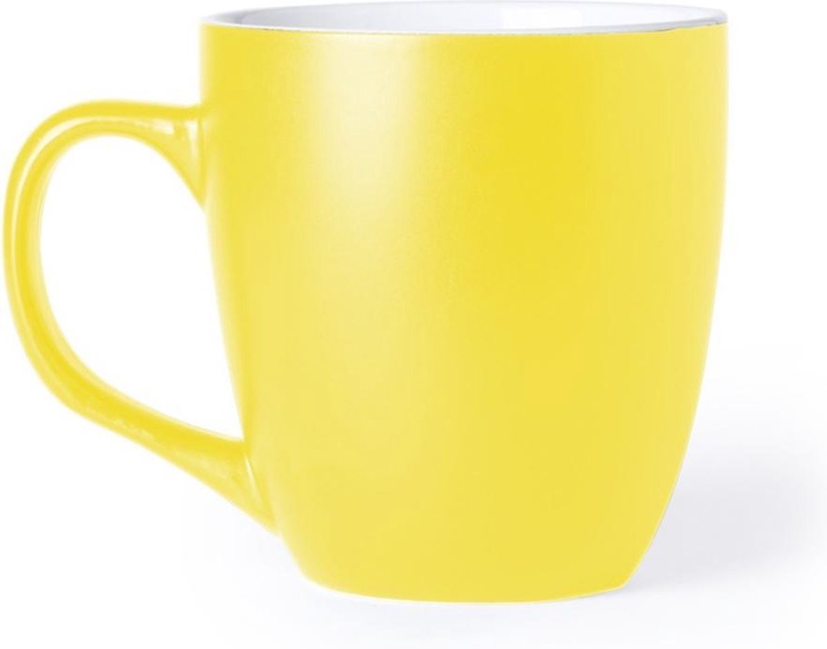 2x Drinkbeker/mok geel 440 ml - Keramiek - Gele mokken/bekers voor ...