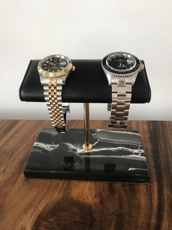 DOUBLE Watch Stand / The Display / Horlogestandaard - Zwart Marmer ...