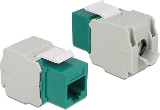 UTP CAT6 Gigabit Keystone module RJ45 - LSA (toolless) / groen/grijs | bol