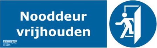 Sticker nooddeur - nooduitgang vrijhouden NEN 3011 | bol.com