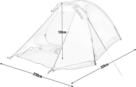 Proaction 3 Room Dome Camping Tent - Zwart/ Rood - 4 Persoons | bol.com