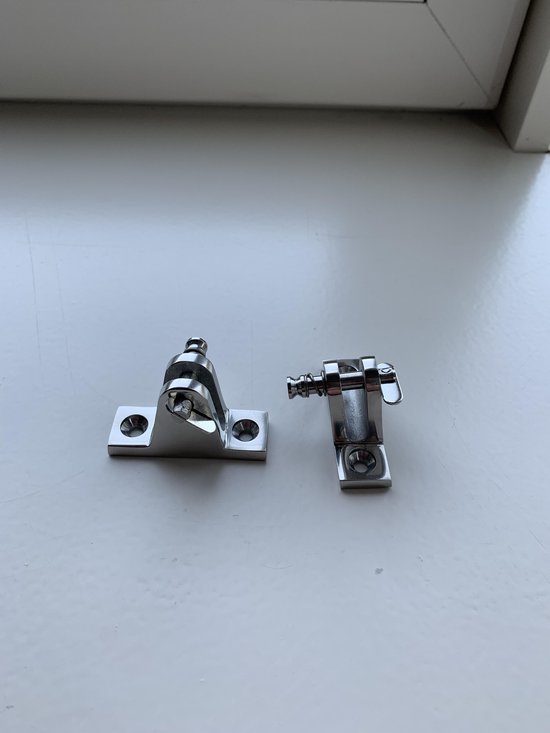 2x rvs dekplaat 80 graden hoek- Voorzien van Rvs borgpin-Bootkap ...