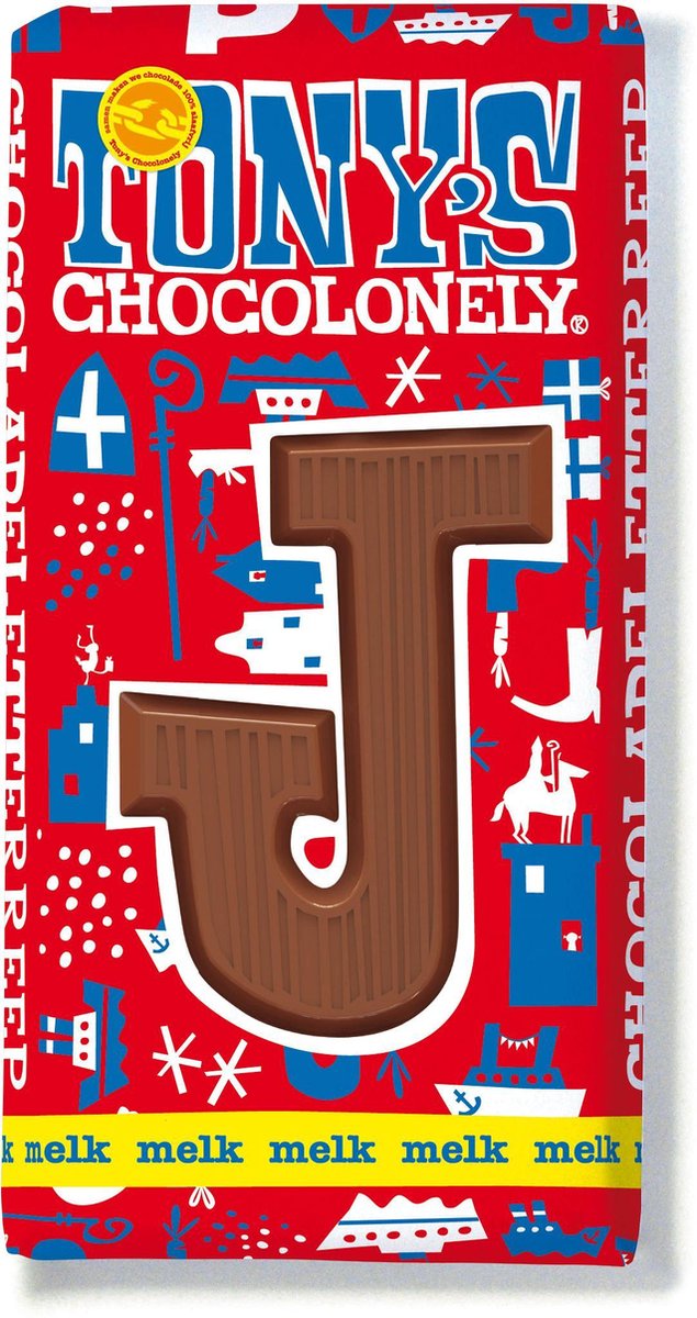 Tony's Chocolonely Melkchocolade Letterreep J 180 Gram | bol.com