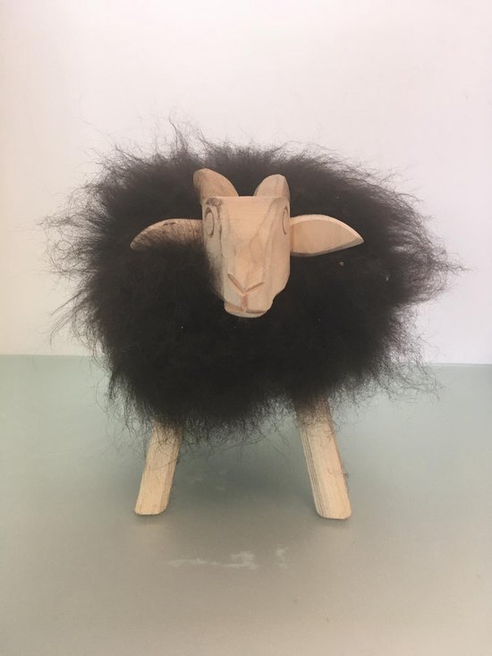 Houten schaap met vacht - één stuk | bol