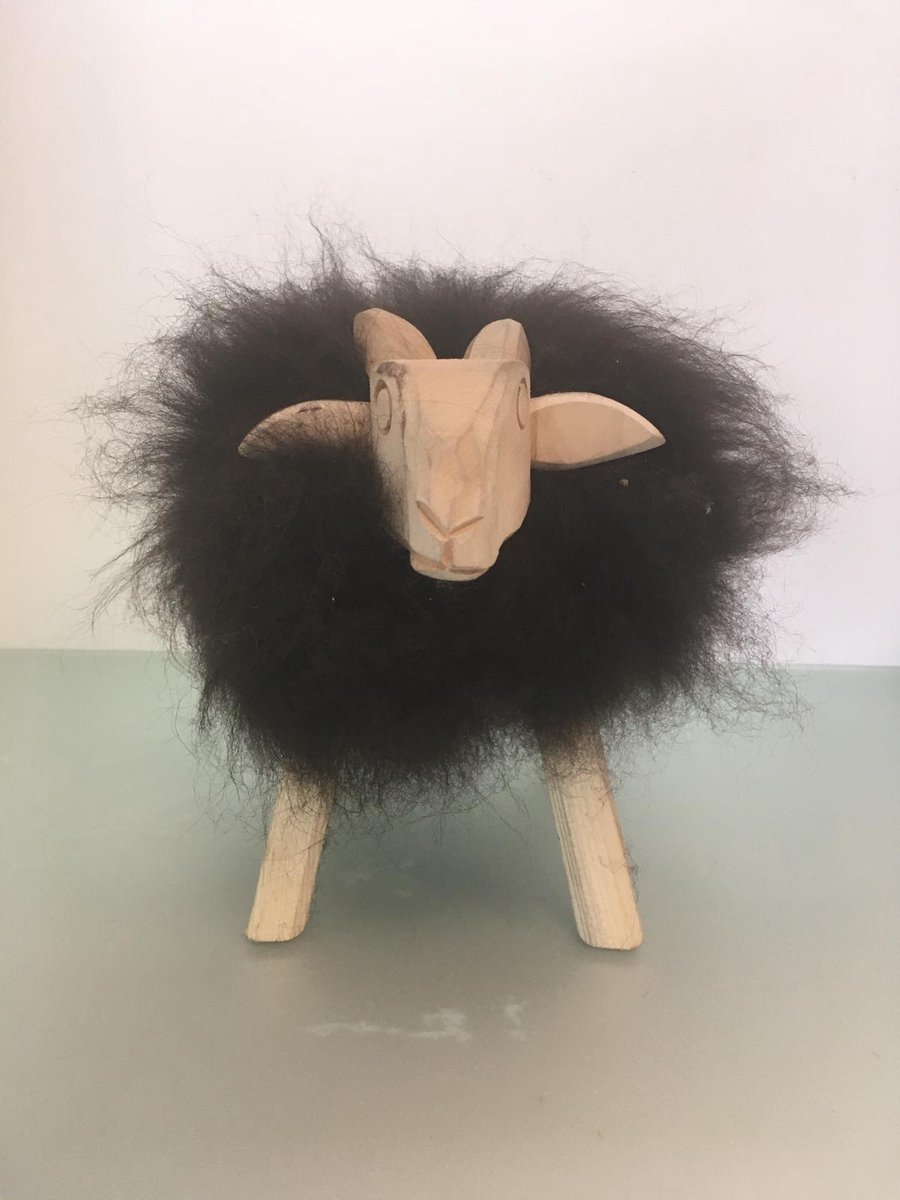 Houten schaap met vacht - één stuk | bol.com