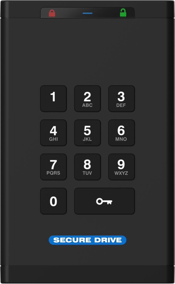 SecureDrive KP 1 TB HDD Met PIN Code Authenticatie FIPS 140 2 Level 3