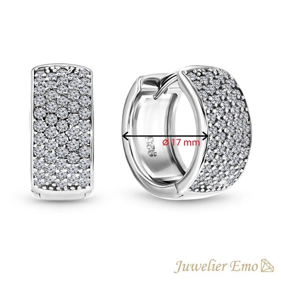 oorringen Zilver met Zirkonia stenen – Diameter 16 MM | bol