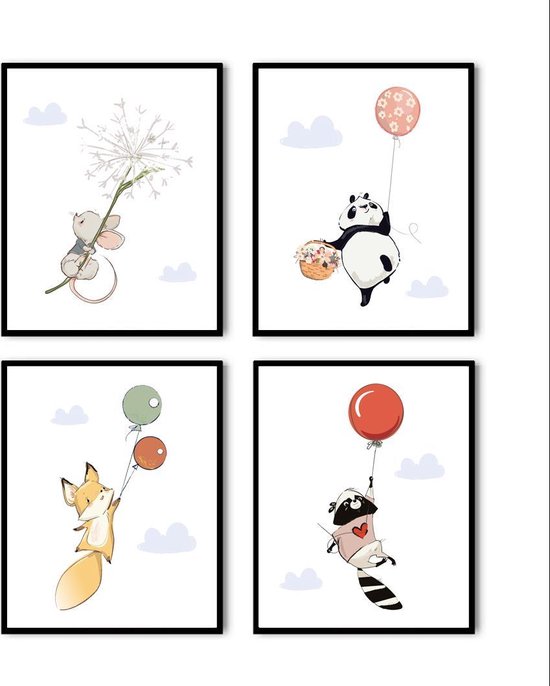 Poster City - Set affiches en toile Design Panda Mouse Vos et Raton ...